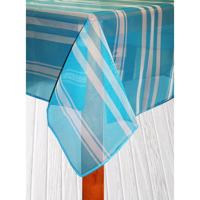 Lintex Linens Bistro Stripe Indoor/Outdoor Table Cloth, Blue - Walmart.com