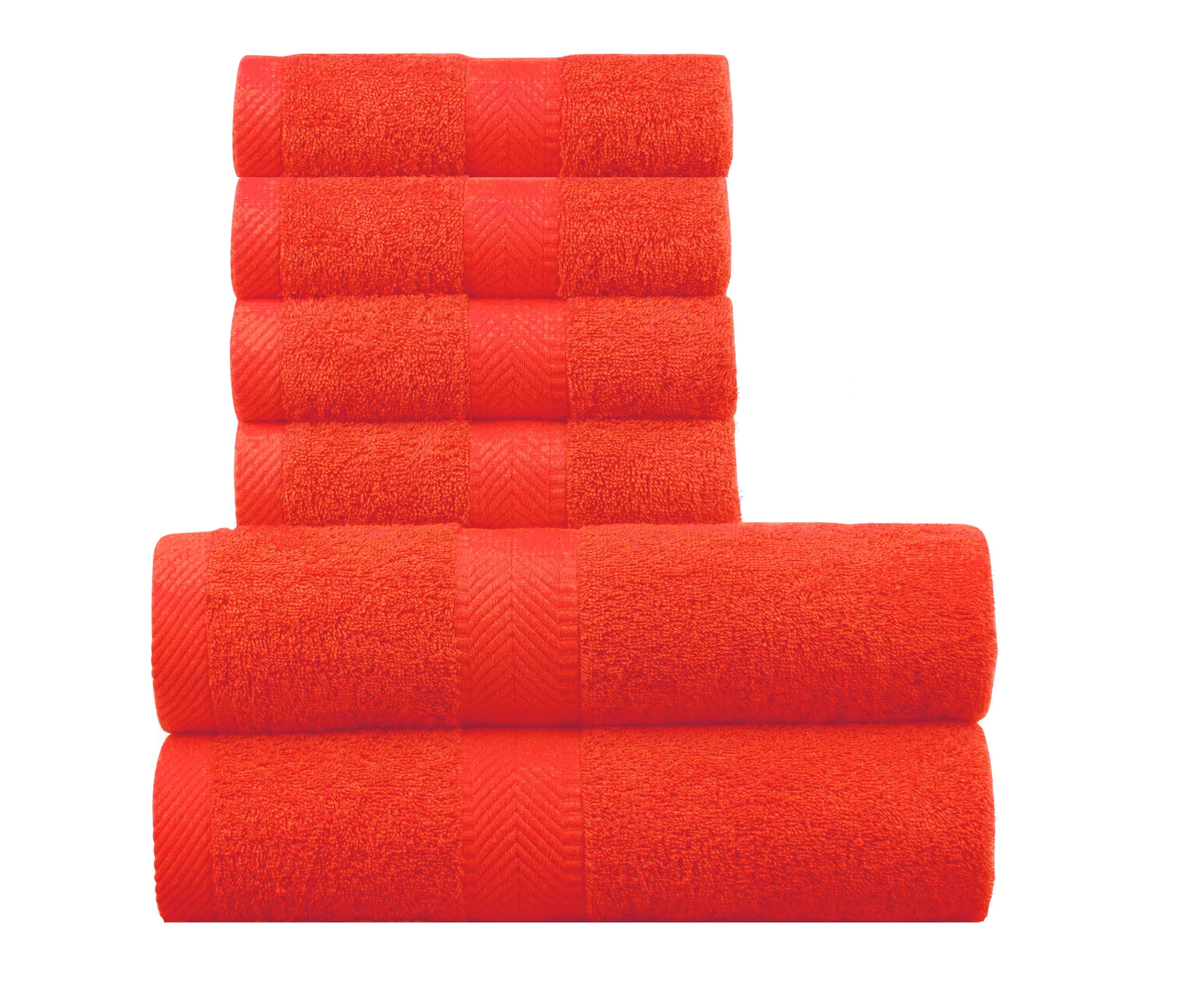 Bath Towel Set Soft Cotton Water Absorbent Towels, Set of 6, Coral ...