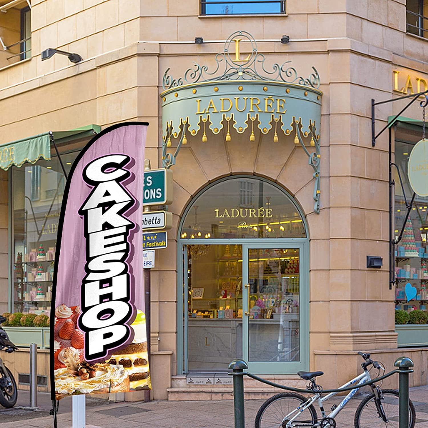 QSUM Cake shop Themed Swooper Flag, 7FT Cake shop Advertising Feather ...