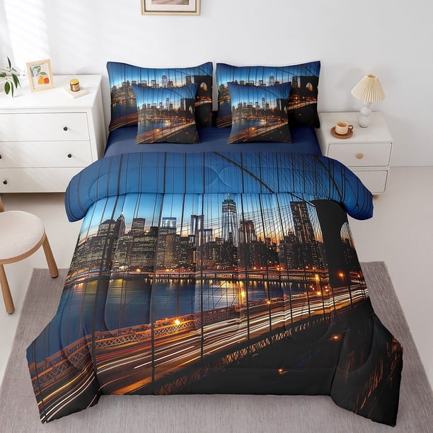 New York Bed in a Bag King Size Comforter Set 7 Pieces,Manhattan ...