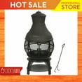 Chiminea Fireplace Patio Fire Pit Wood Burning Cast Iron Lid Black ...