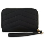 Rampage Quilted Midi Double Zip Around Wallet Clutch, Black (Women's ...