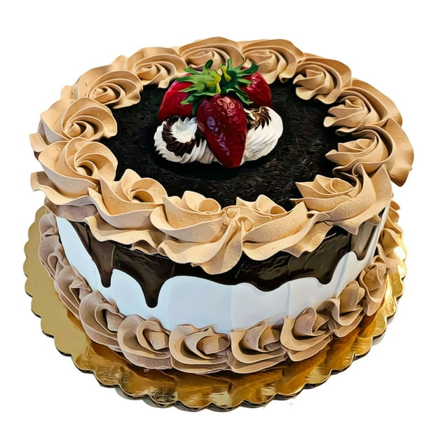 DEZICAKES Fake Cake Chocolate Drizzle w/ Strawberries Large Cake Prop ...