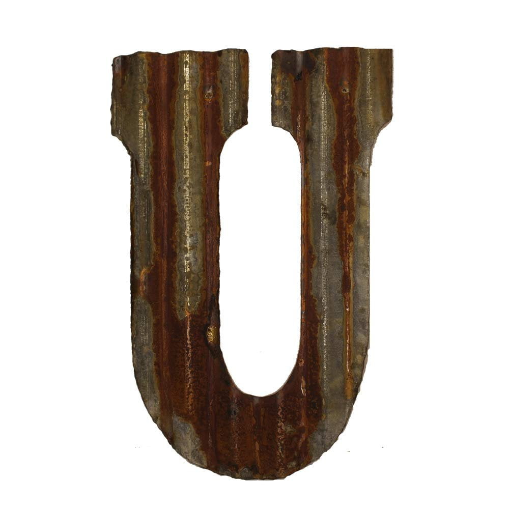 Farmhouse Rustic 12" Wall Decor Corrugated Metal Letter -U - Walmart.com