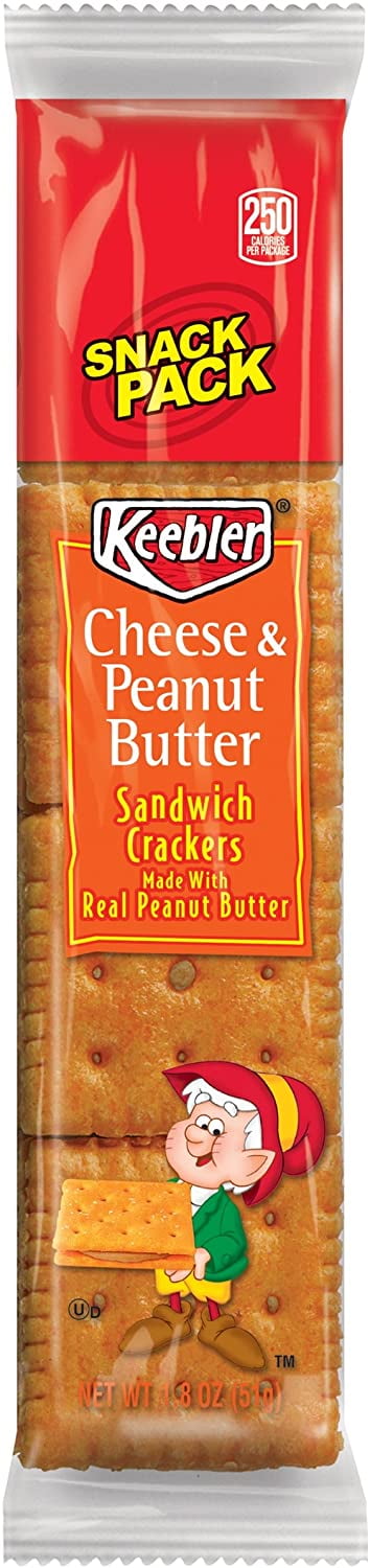 Keebler 21165 Sandwich Crackers, Cheese & Peanut Butter, 8-Piece Snack ...