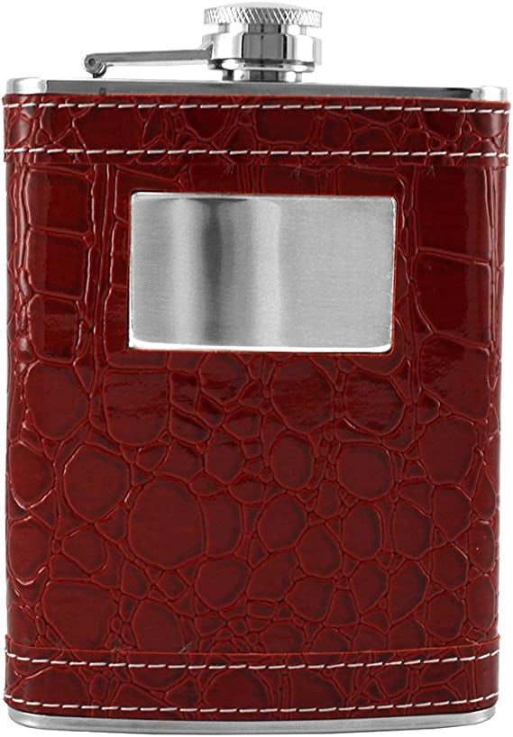 8oz Stainless Steel Red Leather Wrap Flask Groomsman Gift - Walmart.com