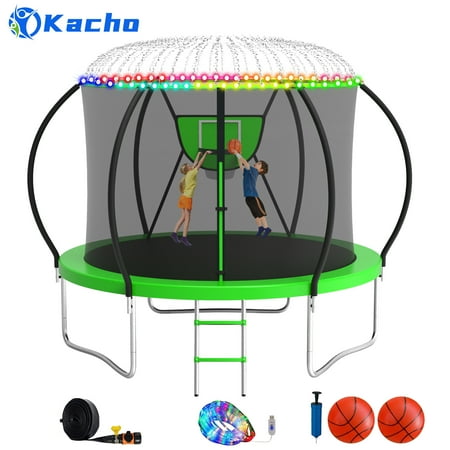 Kacho Trampoline, Trampoline with Enclosure Net 10FT 1000LBS Trampoline ...