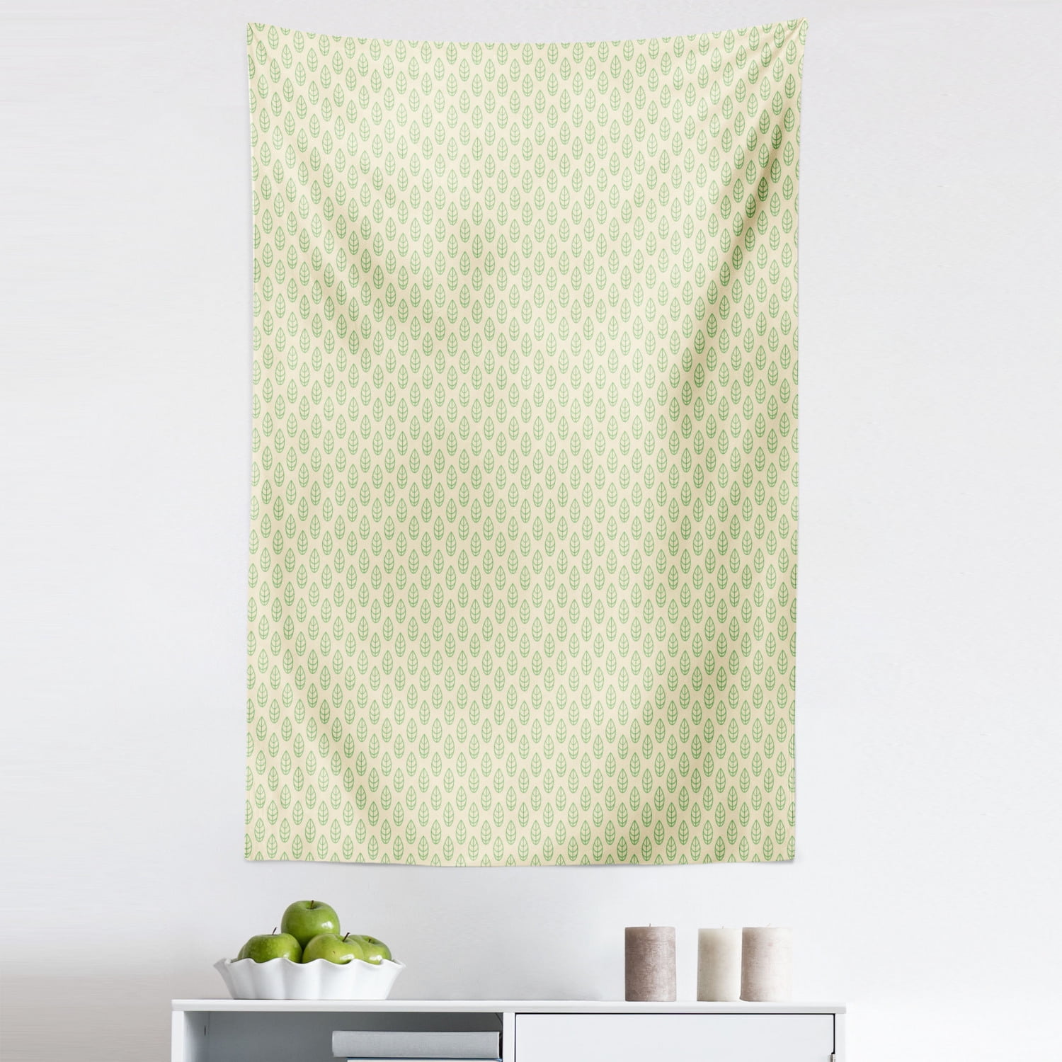 Nature Tapestry, Abstract Geometric Spring Themed Green Leaves ...