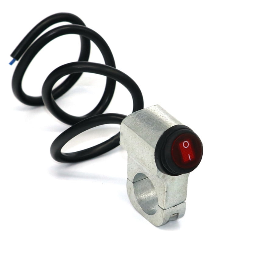 Black Aluminum Motorcycle 7/8" Rocker Switch Bar Refit Button Red LED ...