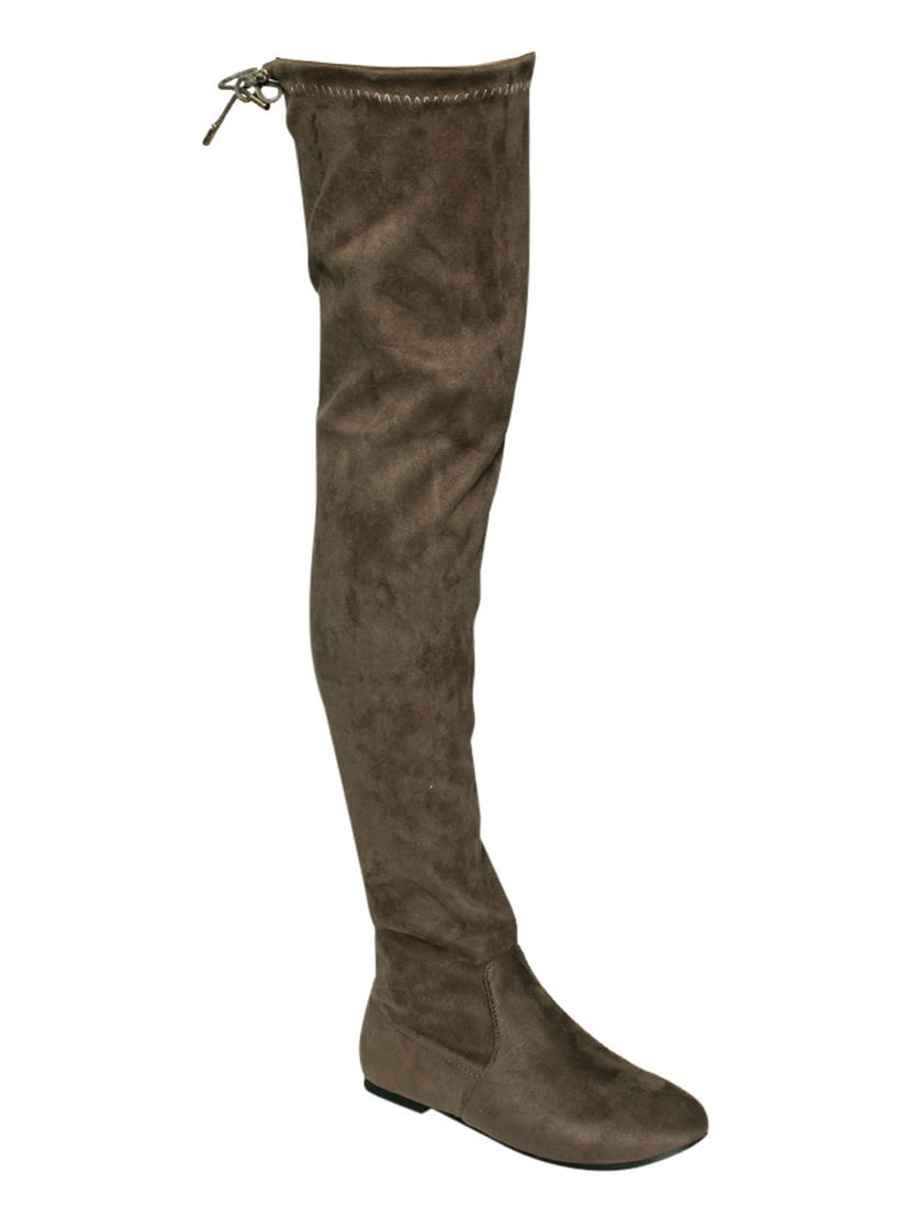 NATURE BREEZE FD72 Women's Stretchy Thigh High Flat Heel Boot Half Size ...