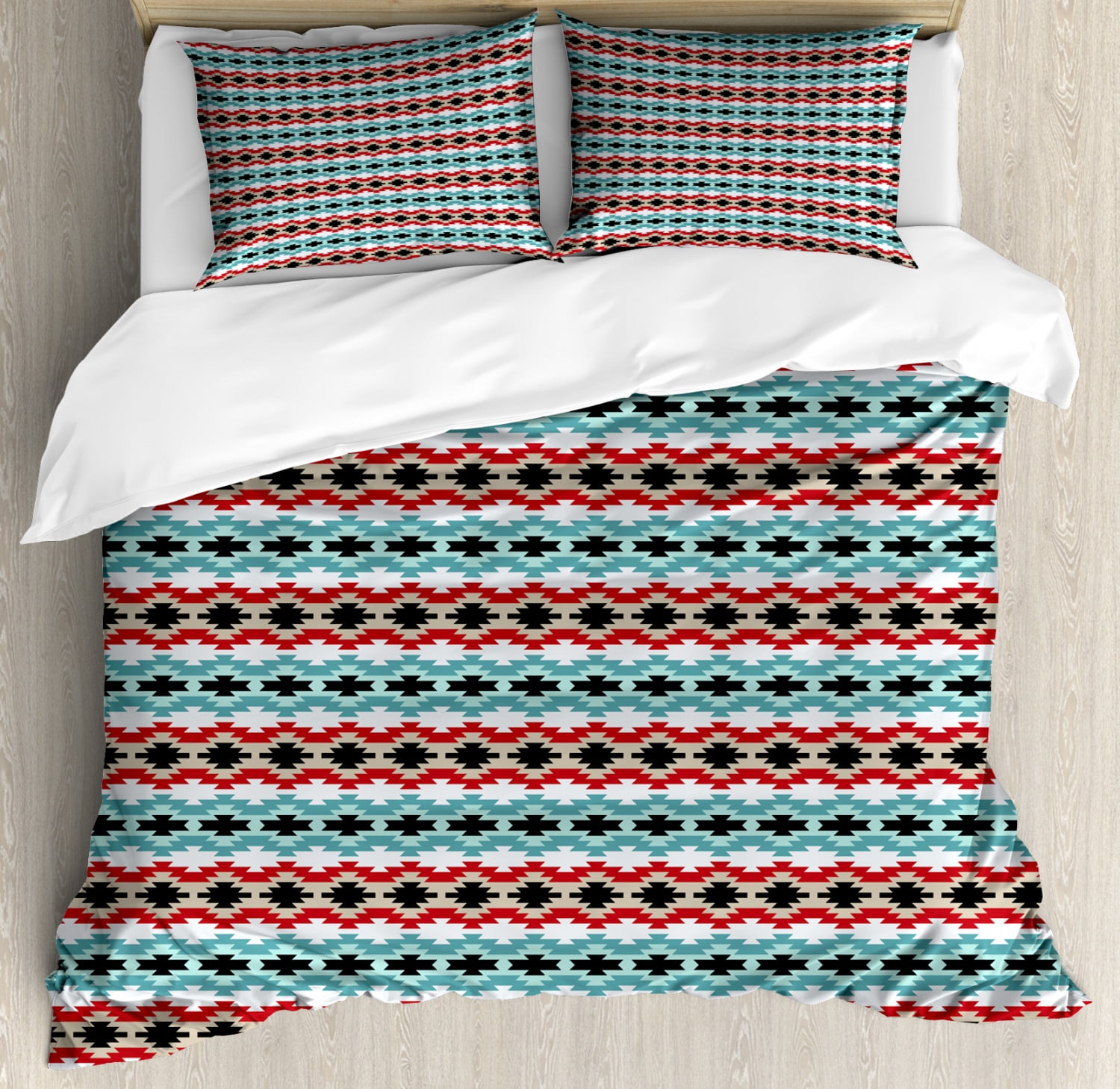 Afghan Queen Size Duvet Cover Set, Classical Tribal Eye Dazzler Pattern ...