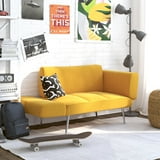 DHP Euro Upholstered Futon with Magazine Storage, Mustard Yellow ...