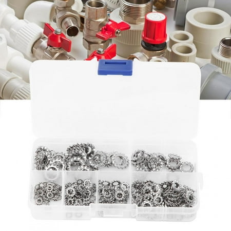 Loewten Flat Washer Assortment,300pcs External Tooth Lock Star Washer ...