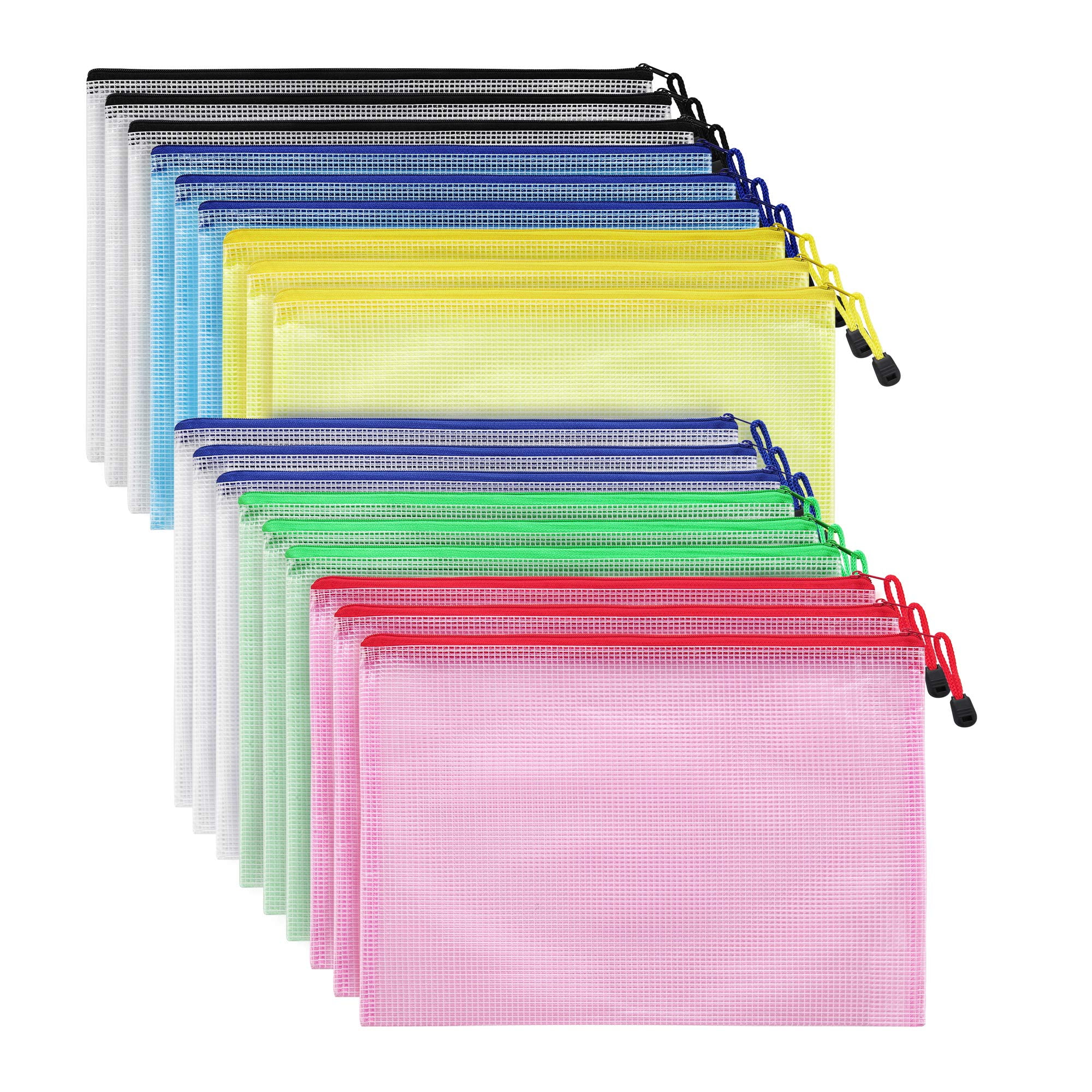 Mesh Zipper File Pouch, A4 Letter Size, Multi-color Bags with Zip, 18 ... Mesh Zipper File Pouch, A4 Letter Size, Multi-color Bags with Zip, 18 ...