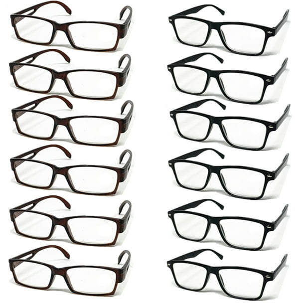 12 Pack Reading Glasses Men Women Unisex Readers Square Rectangle Frame 350