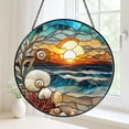 Beach Sunset Stained Glass Suncatcher – Ocean Wave Window Decor ...