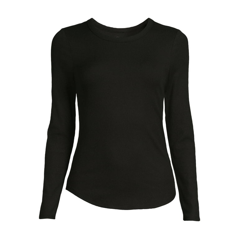 No Boundaries Women's Juniors Ribbed Crewneck Tee with Long No Boundaries Women's Juniors Ribbed Crewneck Tee with Long