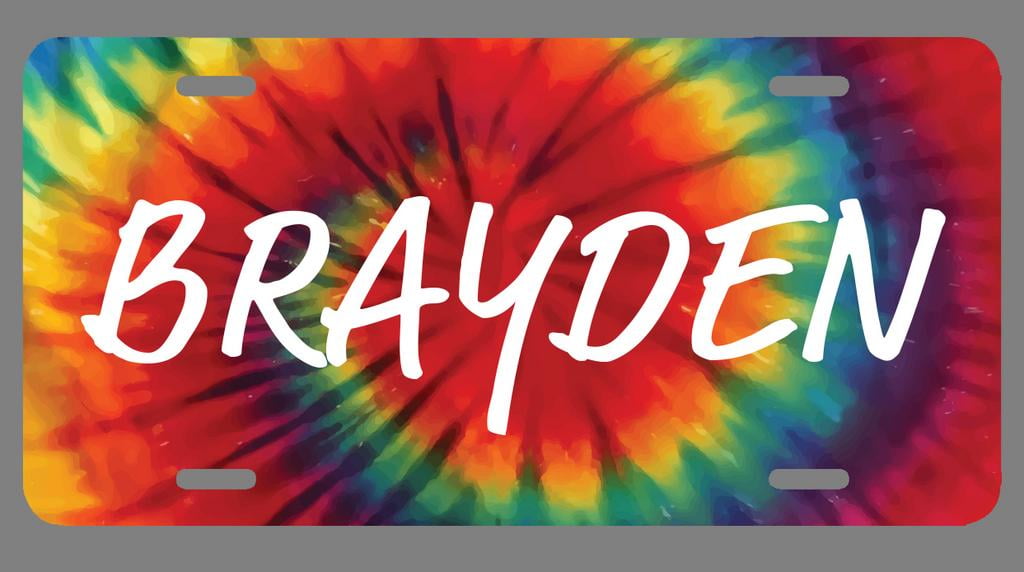 Brayden Name Tie Dye Style License Plate Tag Vanity Novelty Metal | UV ...