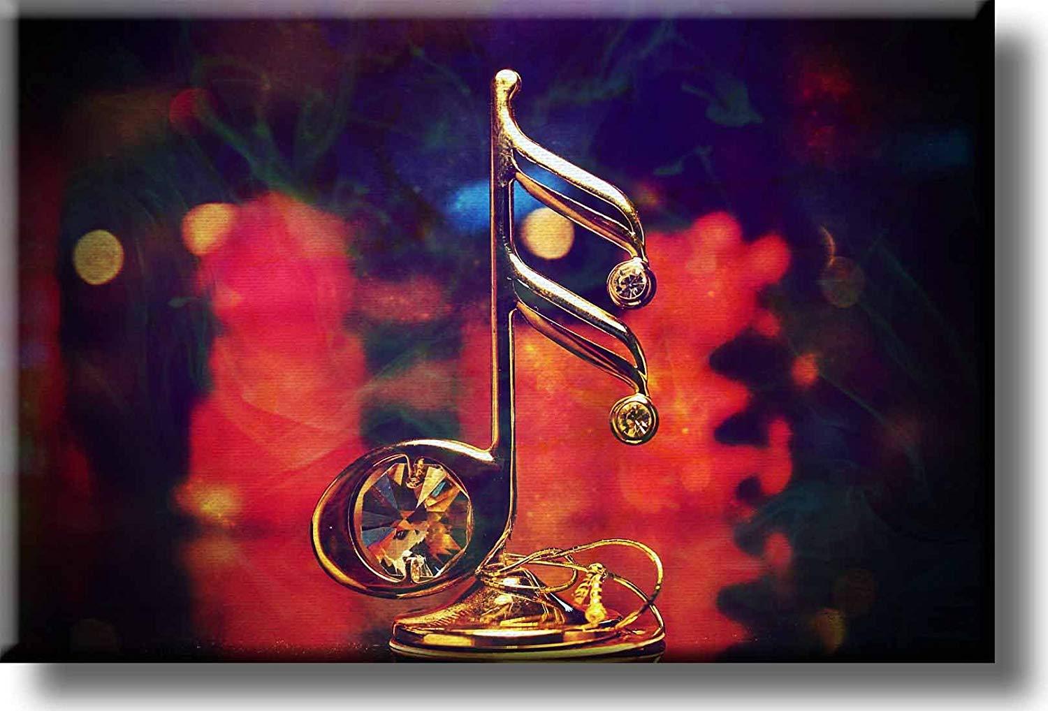 Big Music Note, Gold Music Note Picture on Stretched Canvas, Wall Art ...