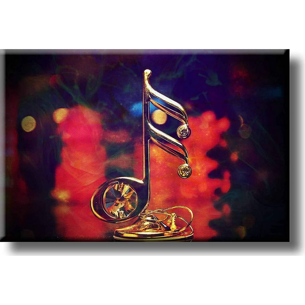 Big Music Note, Gold Music Note Picture on Stretched Canvas, Wall Art ...