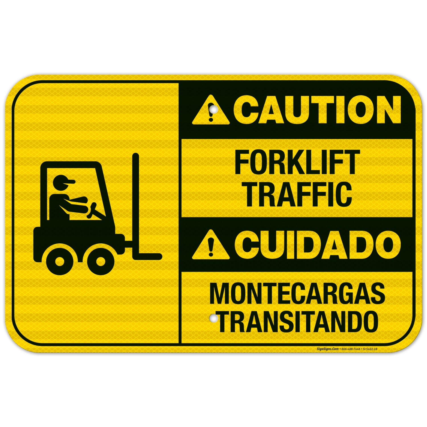 Forklift Traffic Bilingual Sign, ANSI Caution Sign, - Walmart.com