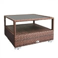 DIMAR GARDEN Outdoor Wicker Coffee Table with Glass top and Storage ...