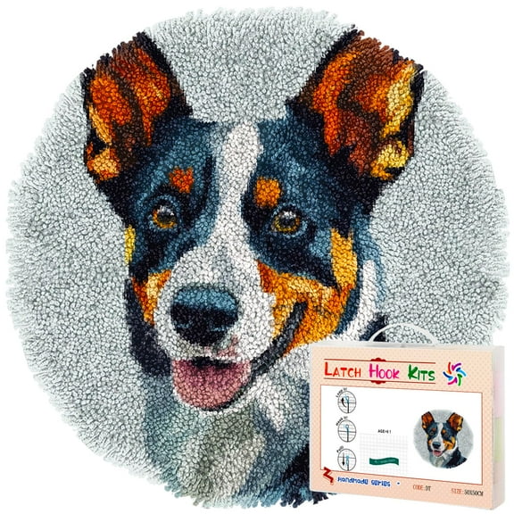 Latch Hook Rug Kit Cute German Shepherd Dog Pre-printed Handmade Carpet ...