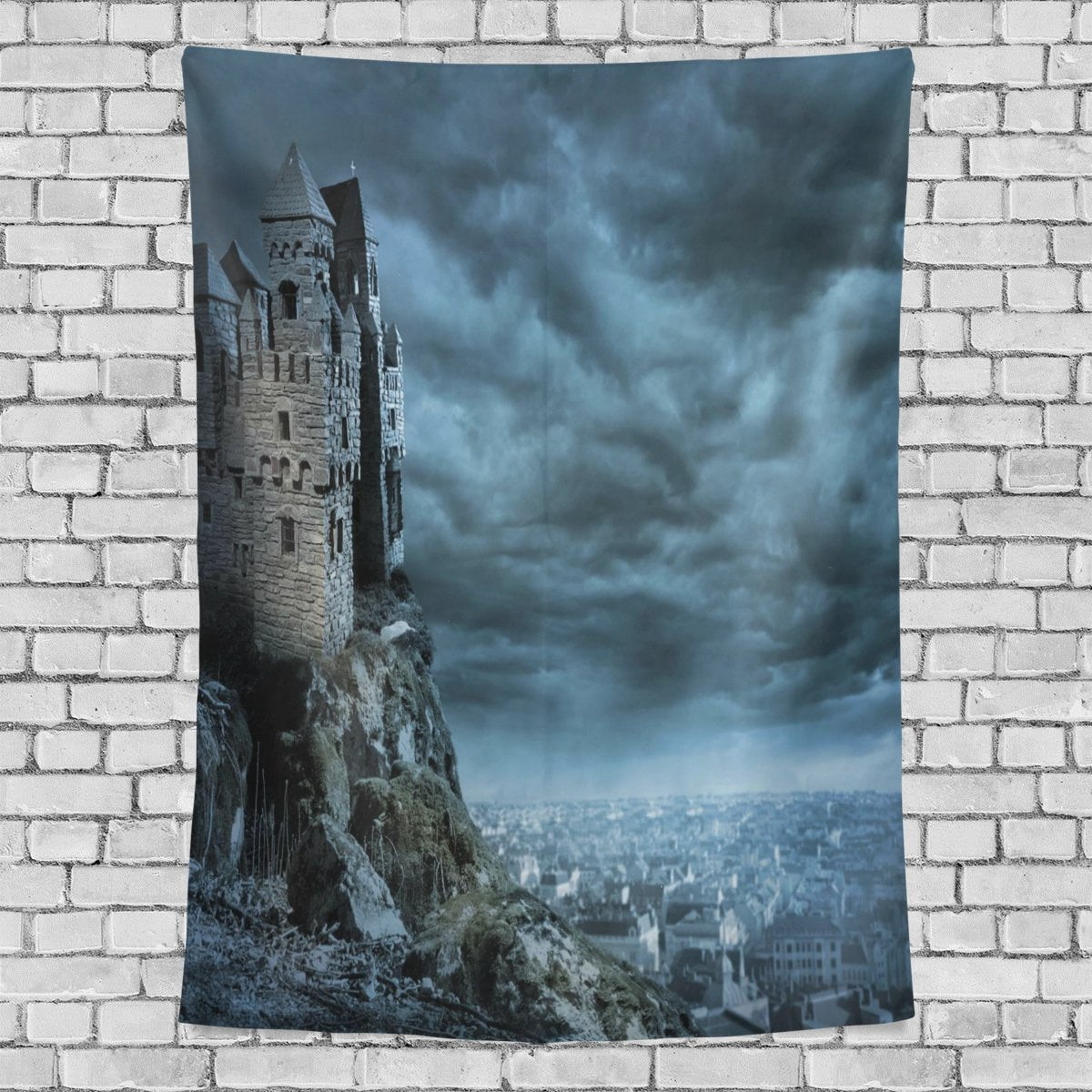 POPCreation Gothic Castle Tapestry Gothic Dark Cloud Sky Ghost Castle ...