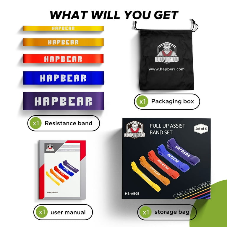 With Instruction Booklet 5-Level Resistance Bands Set For Full Body ...