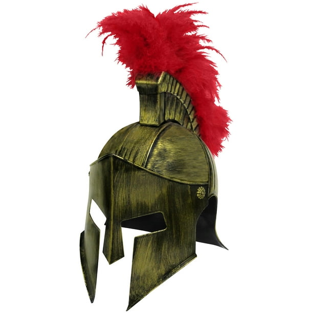 Costume Accessory Spartan Helmet With Feather Plume Red Gold One Size costume-accessory-spartan-helmet-with-feather-plume-red-gold-one-size