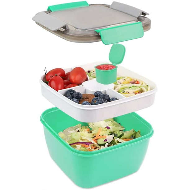 SHAR Airtight Lunch Box - 1.1L (Coral Green), Lunch Box with Dividers ...