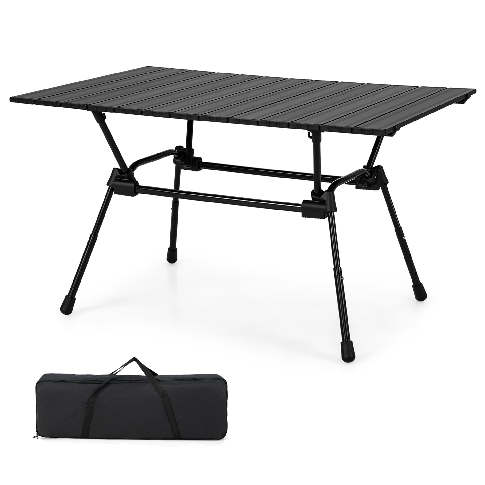 Costway Heavy-Duty Aluminum Camping Table, Folding Outdoor Picnic Table ...