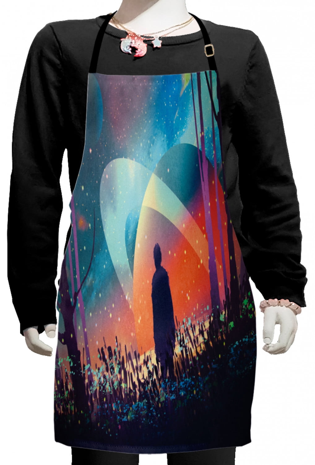Fantasy Kids Apron, Man Alone Under Vibrant Colored Reflections of ...