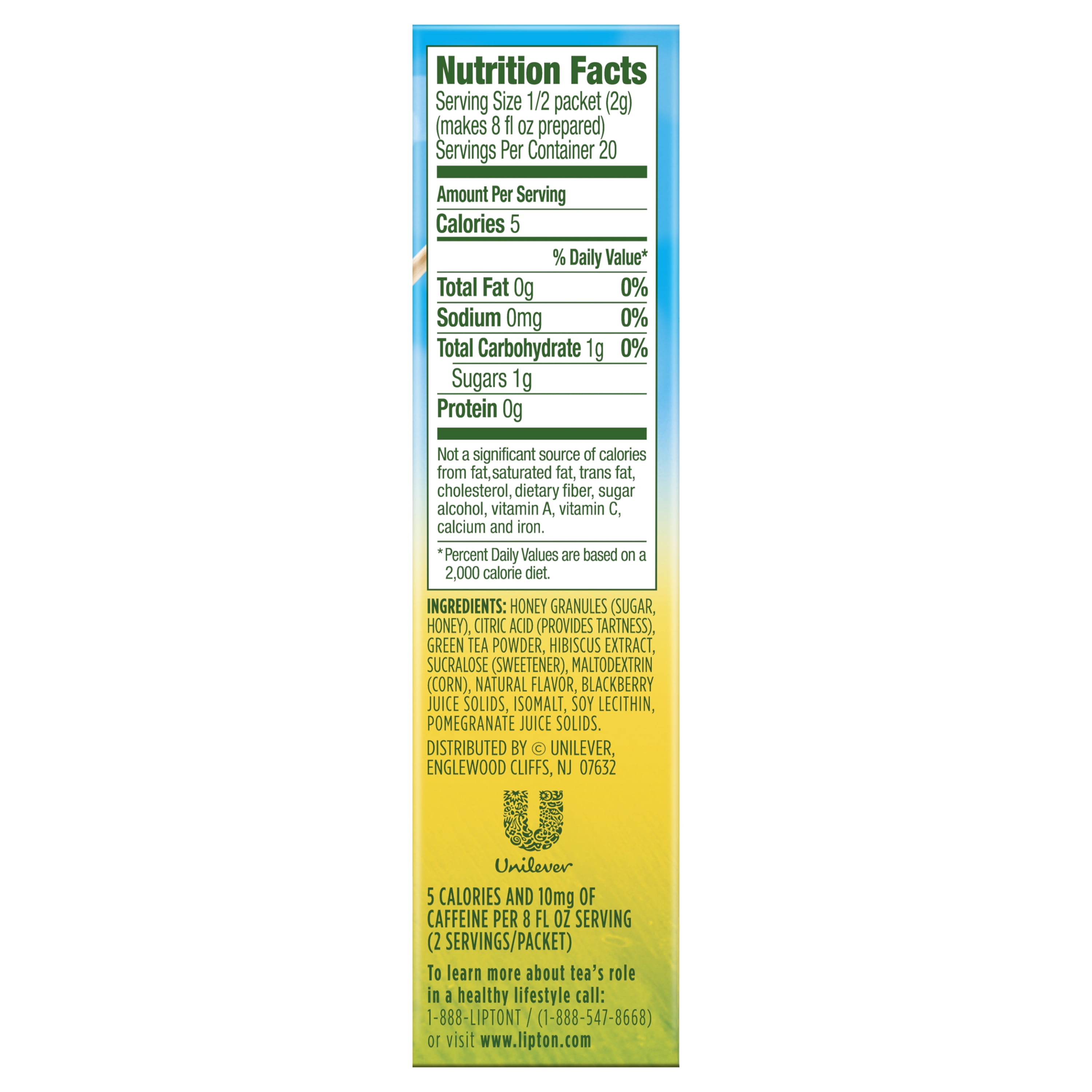 Lipton Green Tea Nutrition Facts