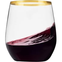 24 Pack Plastic Stemless Wine Glasses with Gold Rim, Disposable 12 Oz ...
