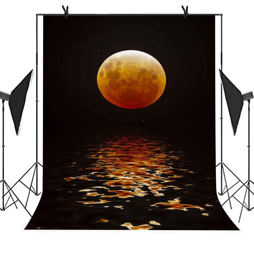 MOHome 5x7ft Planet Photography Backdrop Full Moon Sea Water Starry ...