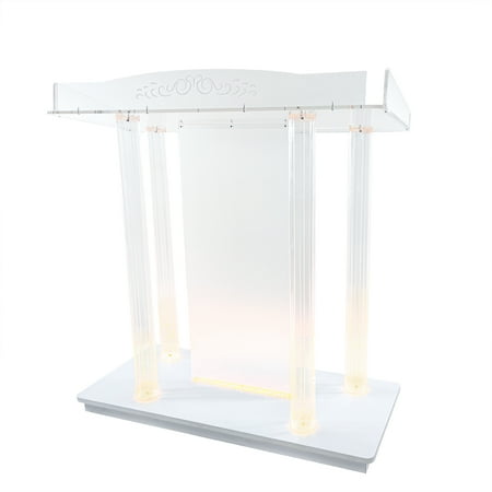 Deluxe LED Lighted Church Pulpit, Acrylic & MDF Podium w/Casters, Floor ...