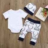 Newborn Infant Boy Set: Romper Top, Leggings Pants, Hat - Baby Outfits Clothes - Walmart.com