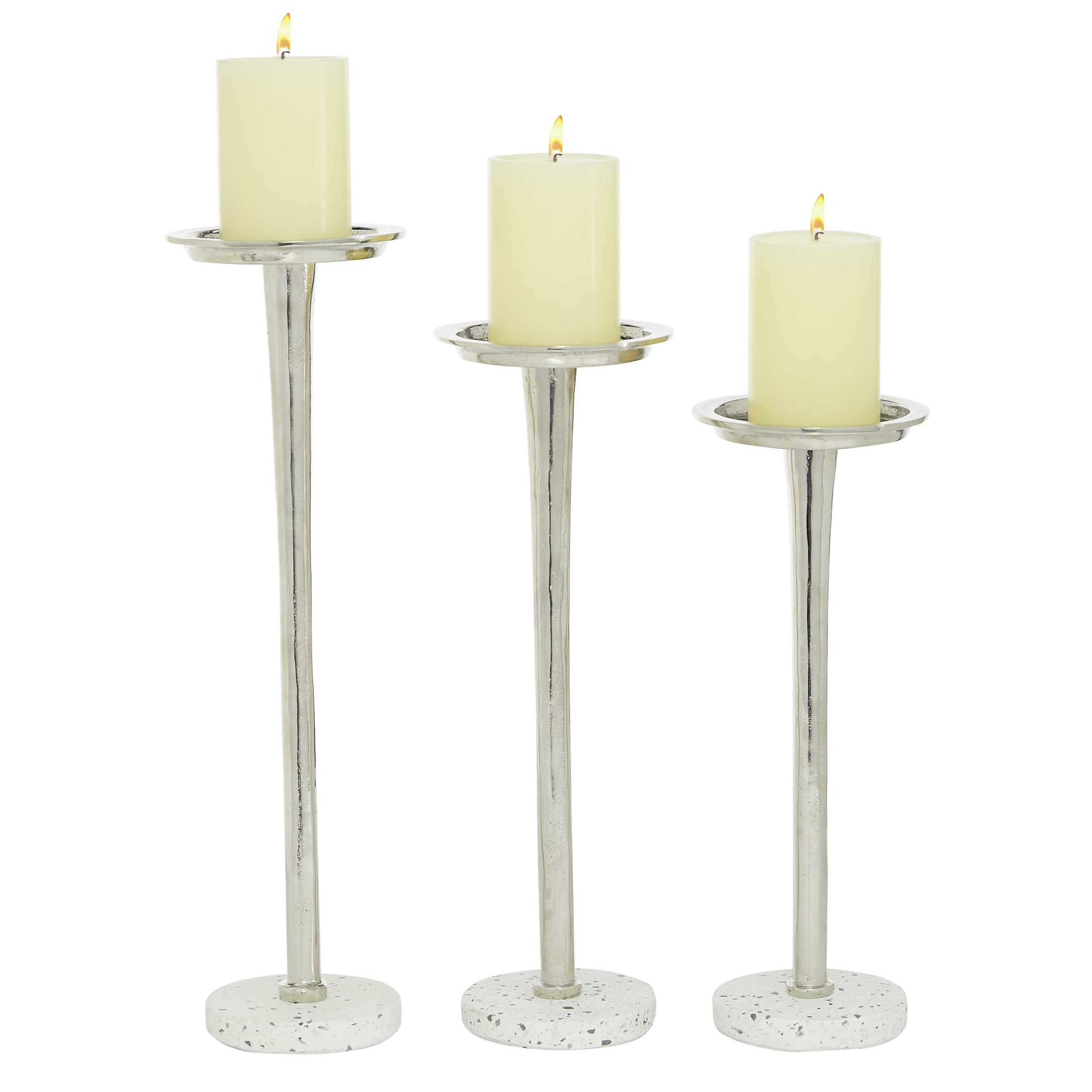 DecMode 13", 15", 17"H Modern Candlestick, Silver, 3 - Pieces - Walmart.com