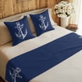 Bed Runner for Queen Size Bed, Nautical Anchor 3 Pcs Bedding Runner Set ...