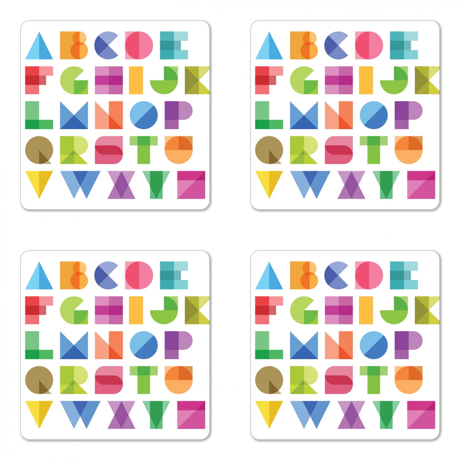 Alphabet Coaster Set of 4, Educational Letters Learning to Write and ...