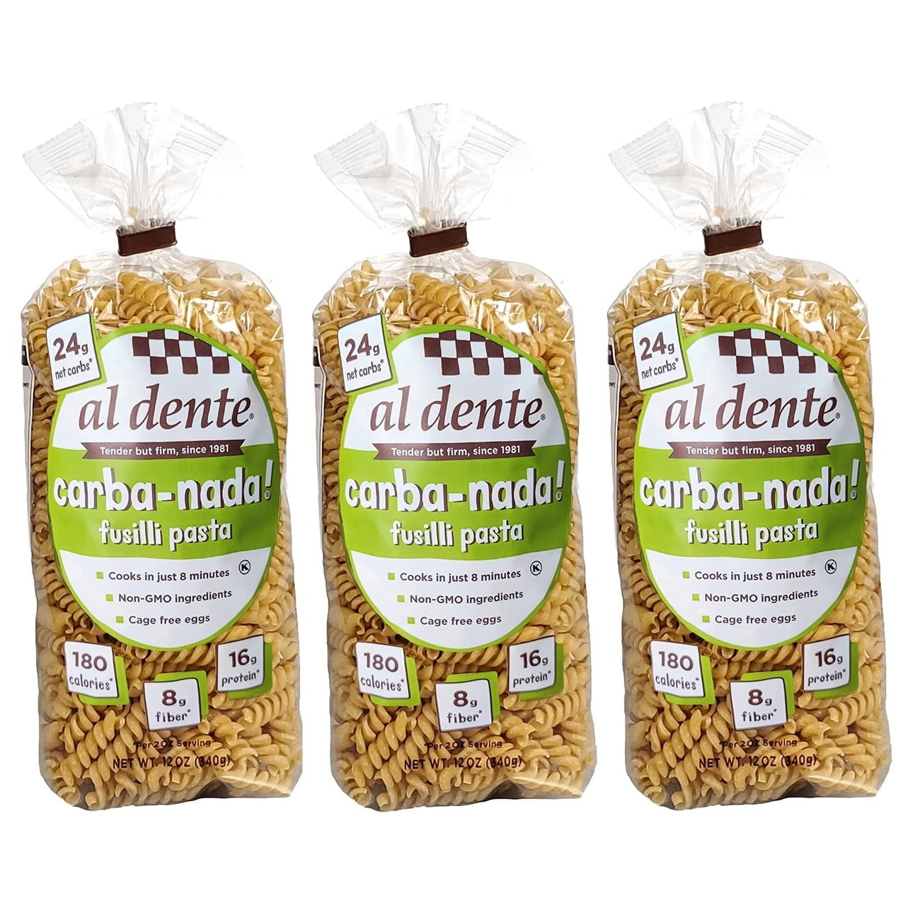 Carba-Nada Reduced Carb Pasta by Al Dente Pasta Company - Fusilli (12oz ...