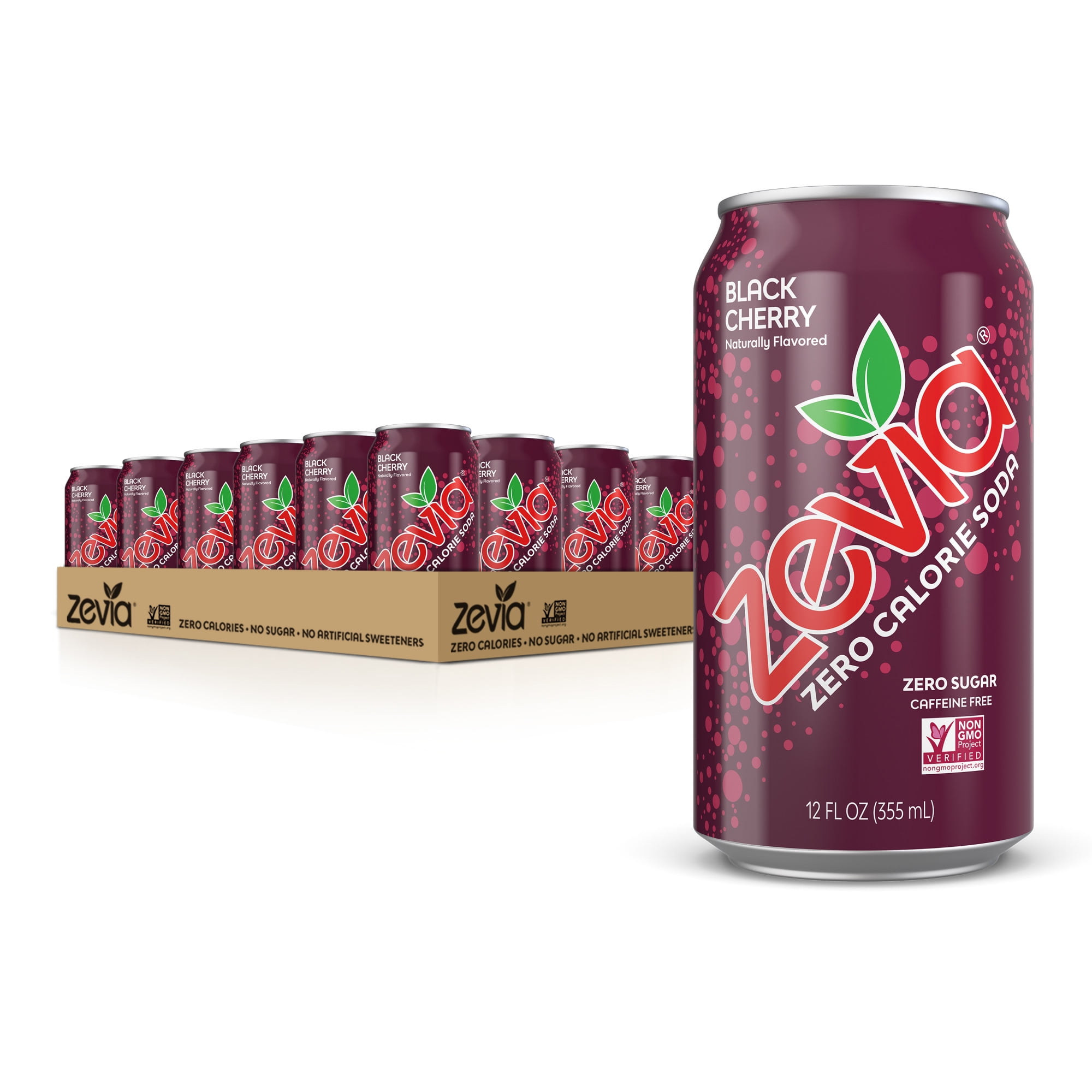 Zevia Zero Sugar Black Cherry Soda Pop, 12 fl oz, 24 Pack of Cans - Walmart.com