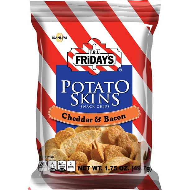 Tgi Friday's Cheddar & Bacon Potato Skins Snack Chips, 1.75 Ounces ...