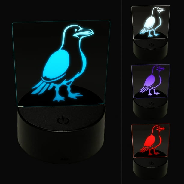 Standing Seagull Bird LED Night Light Sign 3D Illusion Desk Nightstand ...