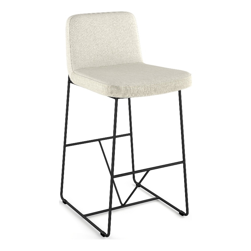 Amisco Winslet 26 In. Counter Stool - Light Beige PVC / Black Metal ...