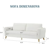 84-Inch White Bouclé Loveseat Sofa, Modern Couch with Streamlined ...