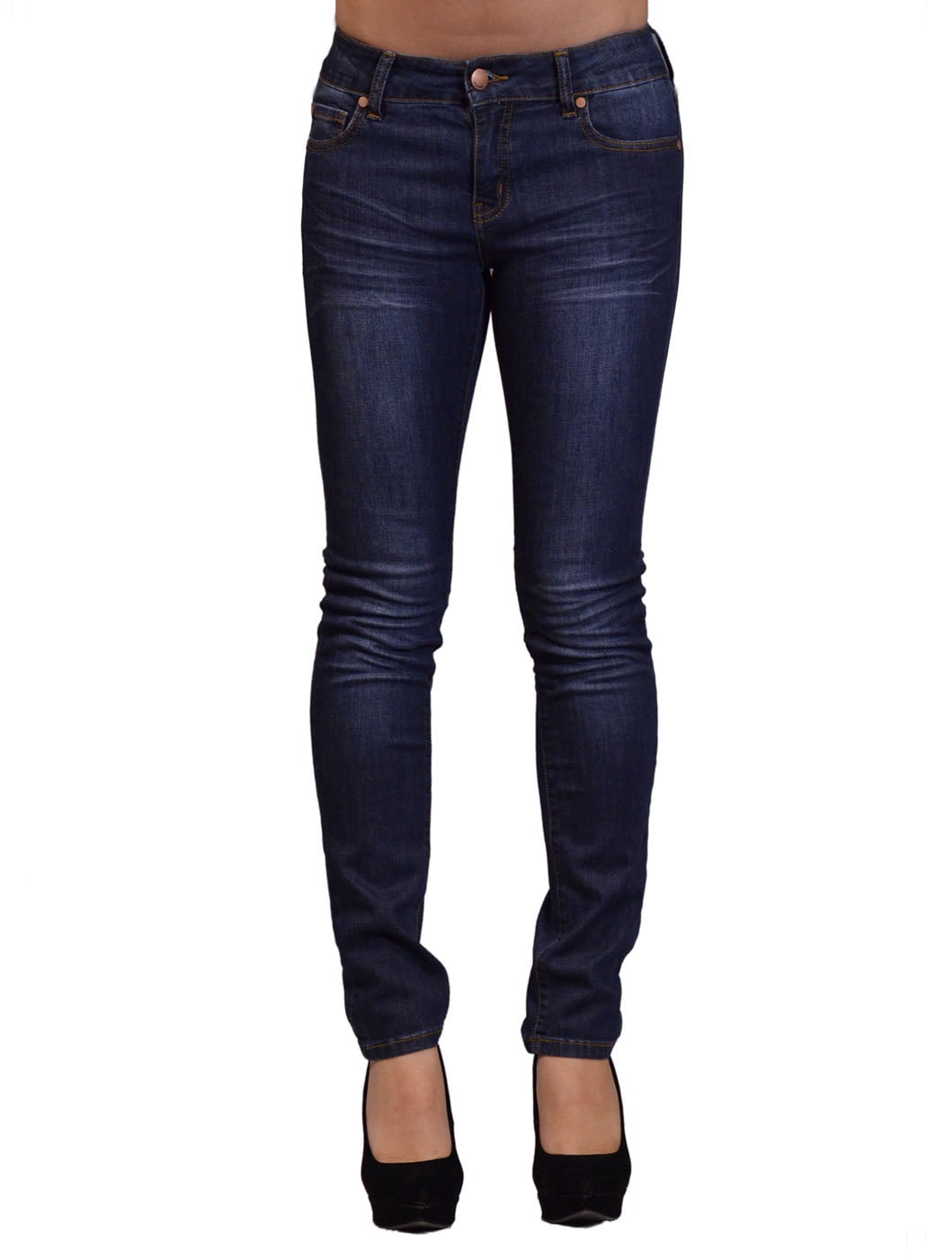 MonoB Casual Dark Washed High Waist Skinny Denim Jean Pants - Walmart.com