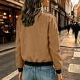 Faux Suede Bomber Jacket For Women Button Down Long Sleeve Clothing ...
