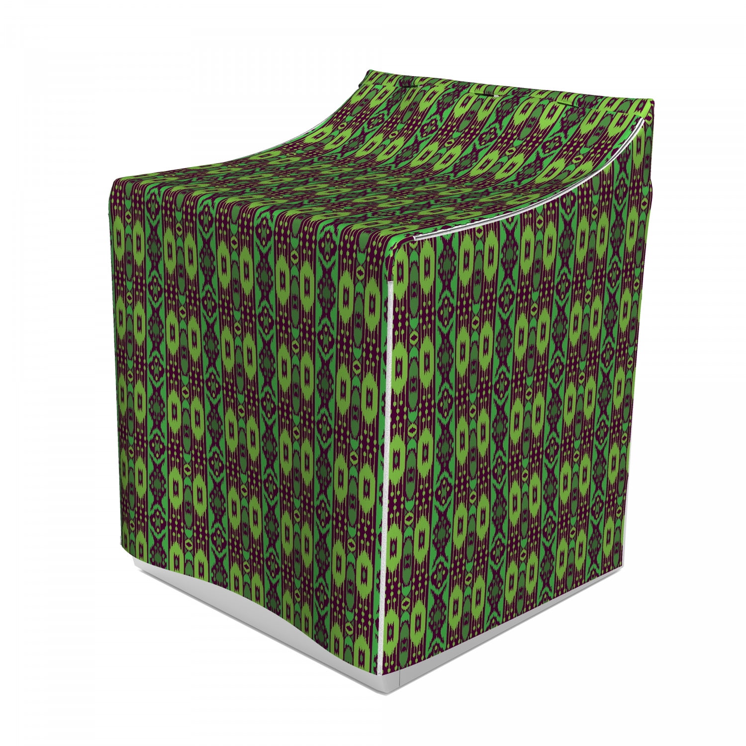 Ikat Washer Cover, Folk Traditional Vertical Borders in Green Shades ...